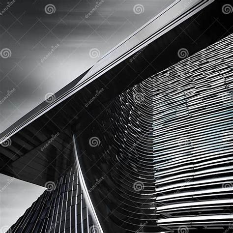 Futuristic Curved Metallic Architecture Stock Illustration