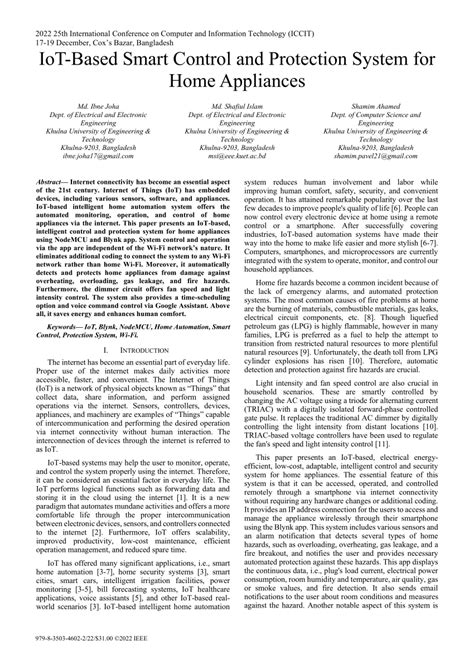 Pdf Iot Based Smart Control And Protection System For Home Appliances