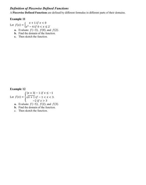 Solved Definition Of Piecewise Defined Functions A Piecewise Chegg