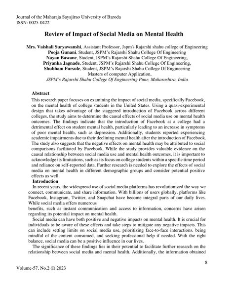 Pdf Review Of Impact Of Social Media On Mental Health