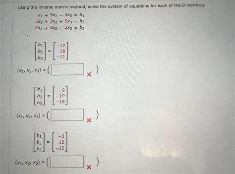 answered using the inverse matrix method solve… bartleby