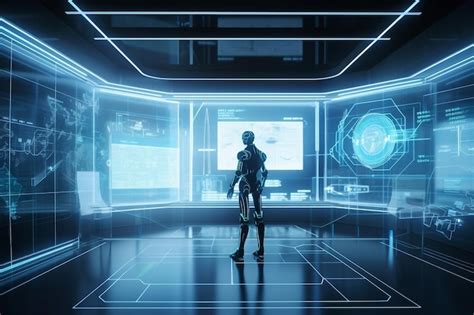 Premium Ai Image Generative Ai Robot Humanoid Working In Futuristic Office