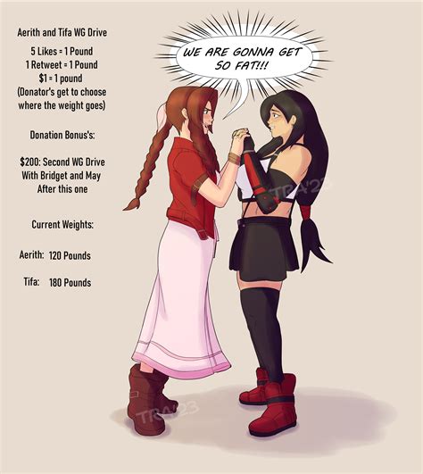 Curveybooru 2023 2girls Aerith Gainsborough Black Hair Brown Eyes