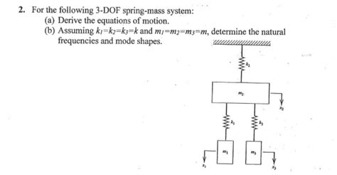 Solved 2 For The Following 3 Dof Spring Mass System A