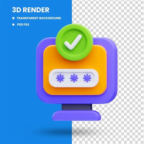 Premium Psd 3d Rendering Of Verified Password Cyber Security Icon