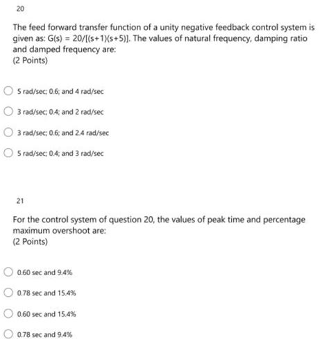 The Feed Forward Transfer Function Of A Unity