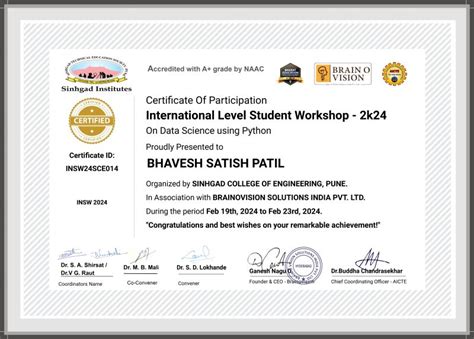 Completed Data Science Workshop By Sinhgad College Bhavesh Patil Posted On The Topic Linkedin