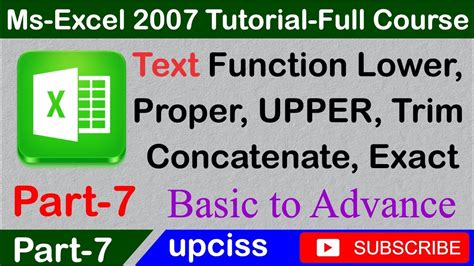 Ms Excel 2007 Tutorial Part 7 Youtube