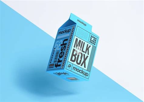 현실적인 포장 우유 상자 모형 디자인 절연 프리미엄 Psd 파일 우유 상자 명함 우유