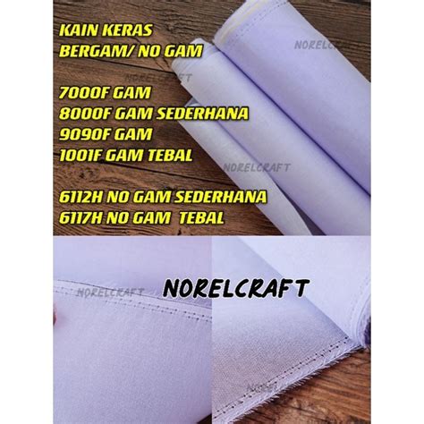 [1meter]kain Keras Bergam Kain Keras Tanpa Gam Interlining Interfacing Hardest Type Kain