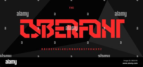 Cyber Angular Font Modular Geometric Alphabet Evokes Robotic Digital