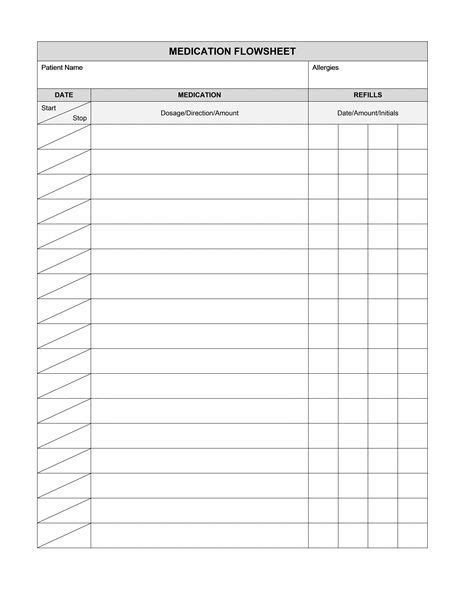 Medication Flow Sheet Form Medical Forms