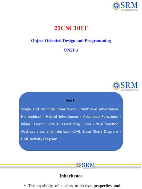 21csc101t Oodp Unit 3 Pdf Inheritance Object Oriented Programming