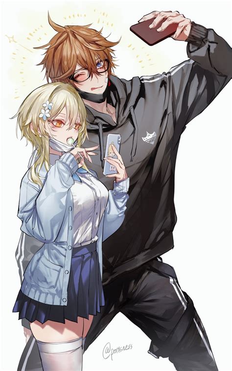 Lumine Aether And Tartaglia Genshin Impact Drawn By Pottsness Danbooru