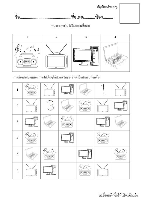 ใบงานหน่วยเทคโนโลยีและการส เปลี่ยนเด็กจิ๋วให้เป็นเด็กแจ๋ว
