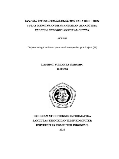 optical character recognition pada dokumen surat keputusan menggunakan