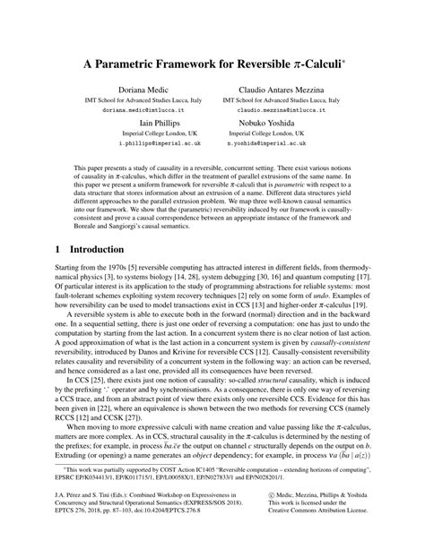 Pdf A Parametric Framework For Reversible Pi Calculi