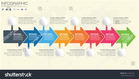 Timeline Infographics Template Arrows Flowchart Workflow Stock Vector Royalty Free