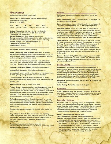 Dandd 5e 2014 Succubi Queen Malcanthet In 5e En World Dandd