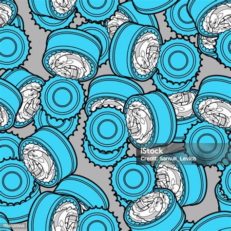 완벽 하 게 통조림 물고기 패턴입니다 물고기 주석 통조림 제품의 배경을 보존 합니다 벡터 장식입니다 음식 질감 건강한 식생활에 대한 스톡 벡터 아트 및 기타 이미지 Istock