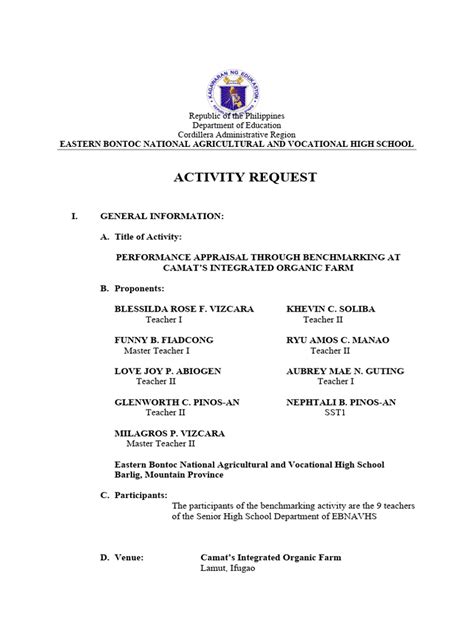 Activity Request Benchmarking Pdf