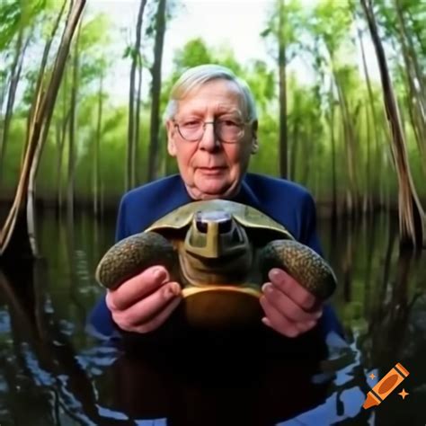 Political Cartoon Of Mitch Mcconnell In Swamp With Turtle On Craiyon