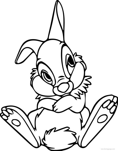 Disney Bambi Thumper Bunny Cartoon Rest Coloring Page