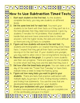 Subtraction Timed Tests By Primarily Penguins Teachers Pay Teachers