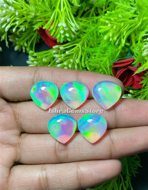 Aaa Grade Aurora Opal Cabochon Handmade Heart Shape Opal Stone Aurora