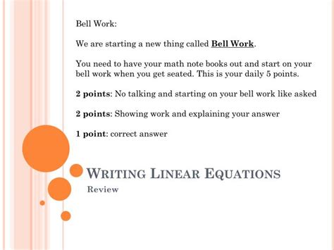 PPT Writing Linear Equations PowerPoint Presentation Free Download ID