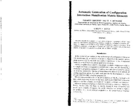 Pdf Automatic Generation Of Configuration Interaction Hamiltonian