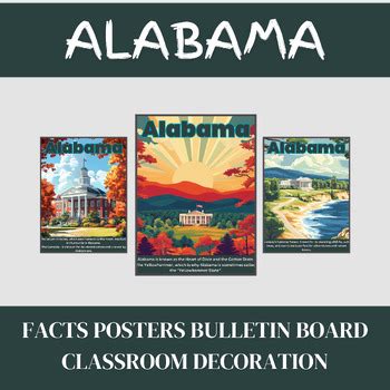 Alabama Posters With Facts Bulletin Board Classroom Decoration