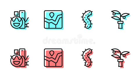 Set Line Virus Basic Geometric Shapes Graph Chart Infographic And Plant Breeding Icon Vector