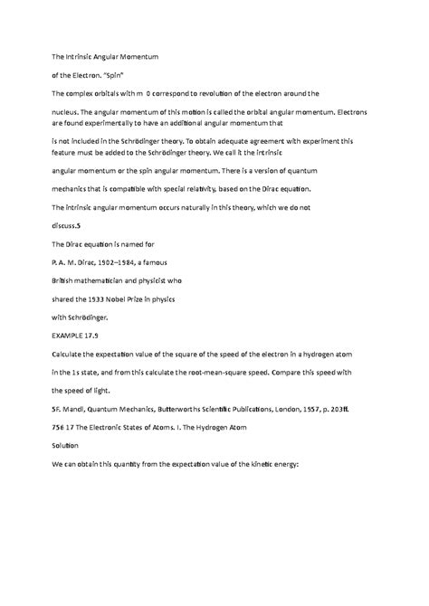 The Intrinsic Angular Momentum “spin” The Complex Orbitals With M 0 Correspond To Revolution
