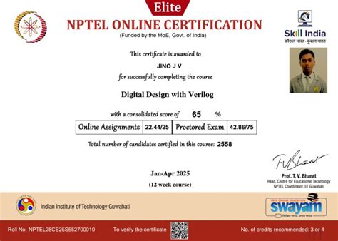 Digitaldesign Verilog Nptel Iitguwahati Vlsi Fpga Rtldesign Hdl Jino J V
