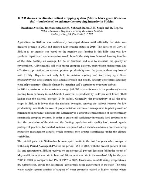 Icar Stressed On Climate Resilient Cropping System Final Pdf Agriculture Crop Rotation