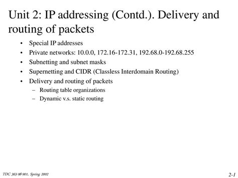 Unit 2 Ip Addressing Contd Delivery And Routing Of Packets Ppt