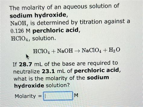 Solved The Molarity Of An Aqueous Solution Of Sodium