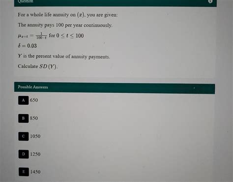 Solved For A Whole Life Annuity On X You Are Given The Chegg Com