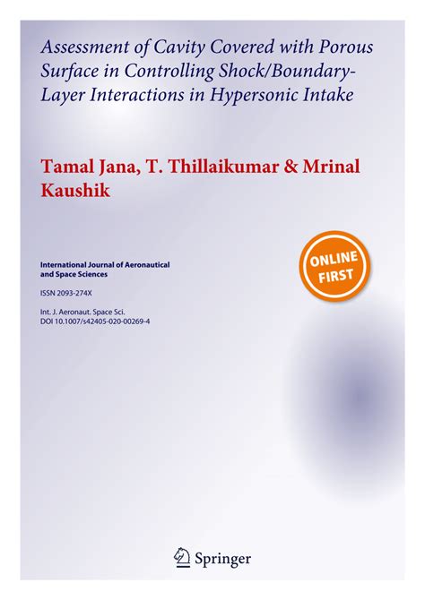 Pdf Assessment Of Cavity Covered With Porous Surface In Controlling Shockboundary Layer