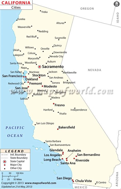 California Map Cities And Towns