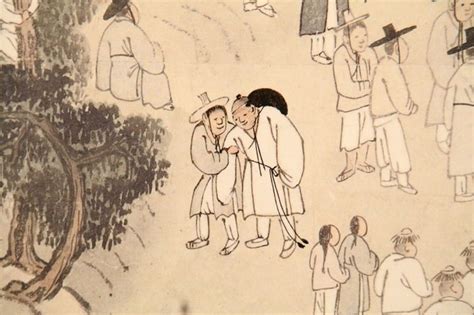 단원 김홍도의 해학과 풍자를 보여주는 평안감사향연도 중 제품 스케지 민화 한국사