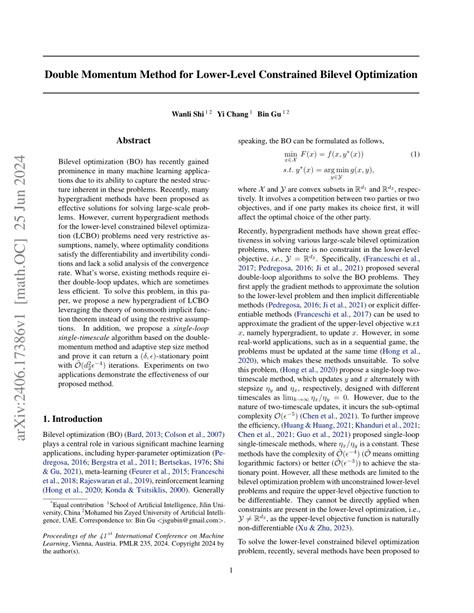 (PDF) Double Momentum Method for Lower-Level Constrained Bilevel ...