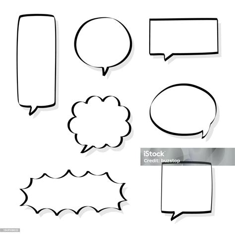 손 그리기 프레임 테두리의 컬렉션 세트 인용 표시와 빈 음성 거품 풍선 생각 말 이야기 텍스트 상자 배너 Brand Name Online Messaging Platform에