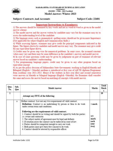 Winter Model Answer 2023 Pdf