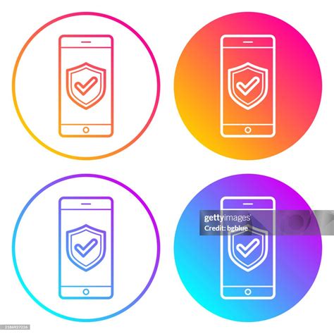 Secure Smartphone Round Icons With Color Gradients High Res Vector