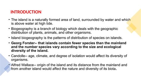 Island Biogeography Theory Of Island Biogeographypptx