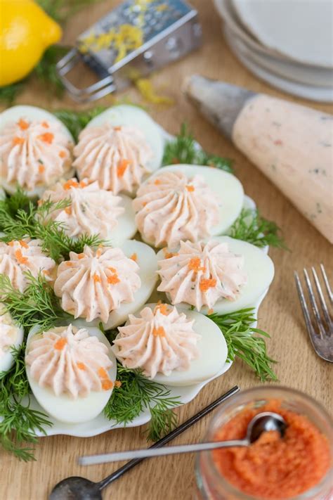 Scandinavian Deviled Eggs With Smoked Salmon Mousse • Electric Blue