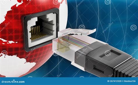 Global Network With A Network Socket On The Red Globe D Illustration Stock Illustration