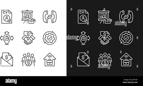 Business Coordination Pixel Perfect Linear Icons Set For Dark Light Mode Stock Vector Image